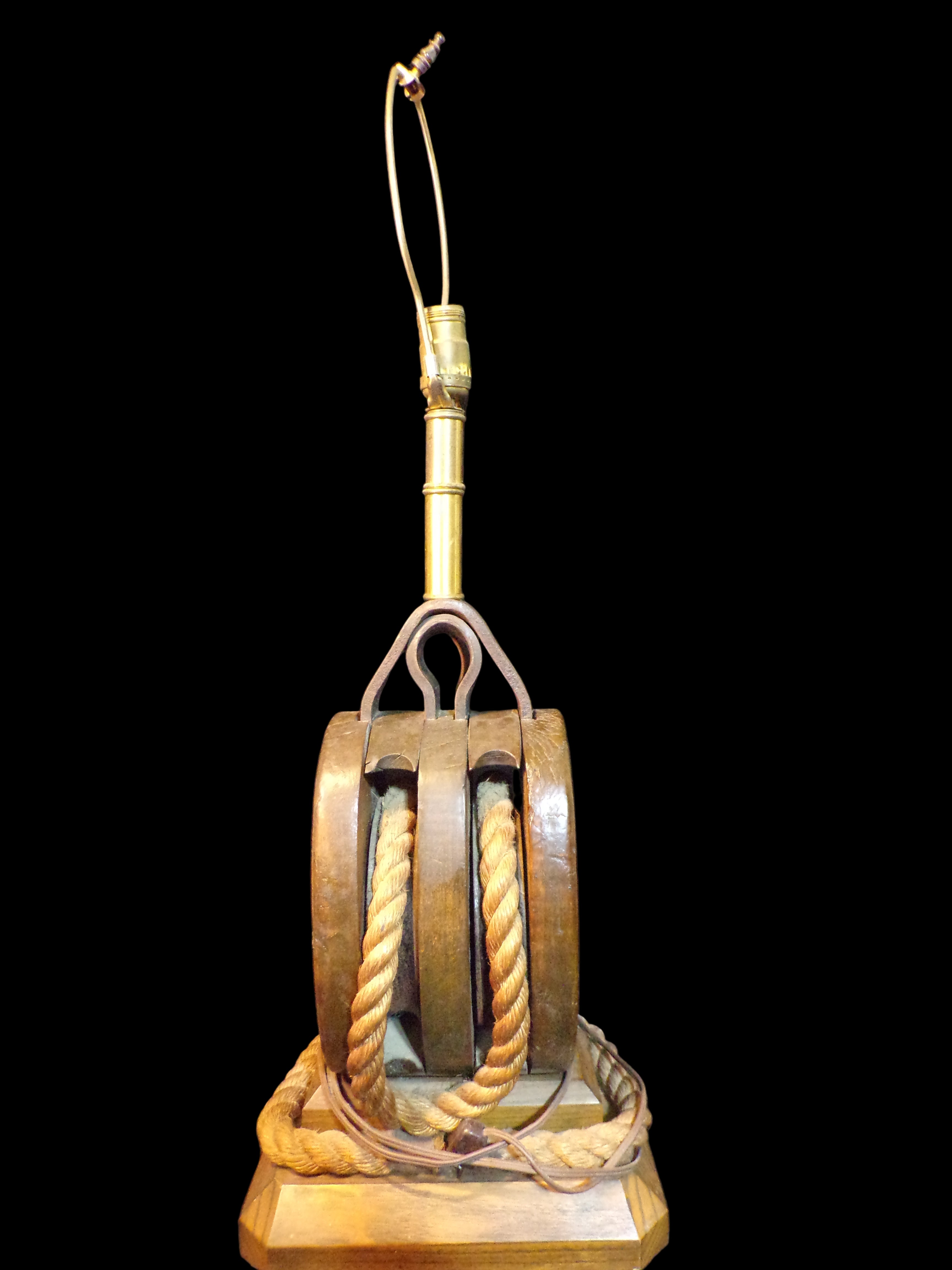 Nautical Block Lamp with Rope Base – Annapolis Maritime Antiques